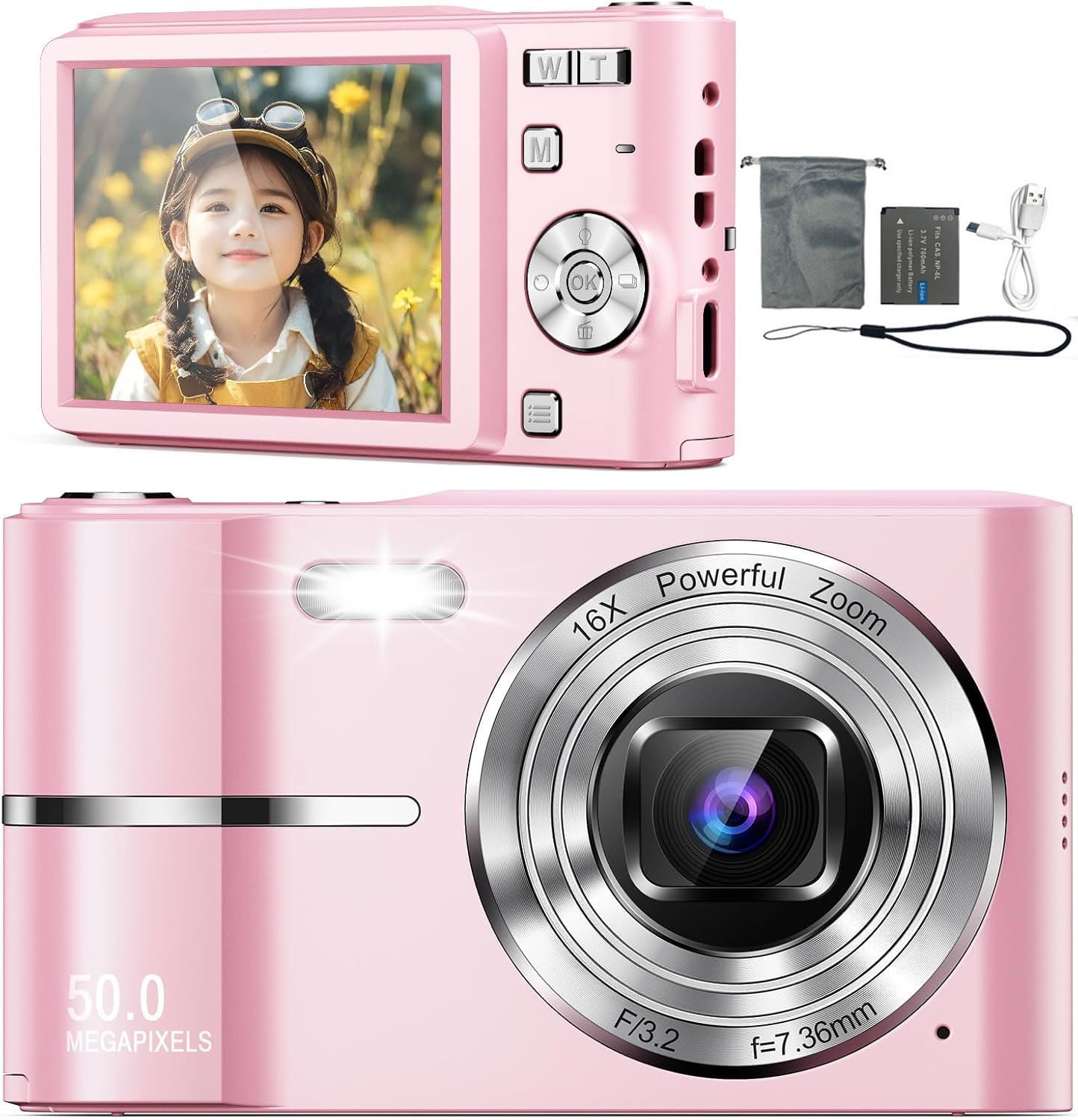 Arcticice 4K Digital Camera, 50MP 16X Zoom, Compact Point and Shoot ...