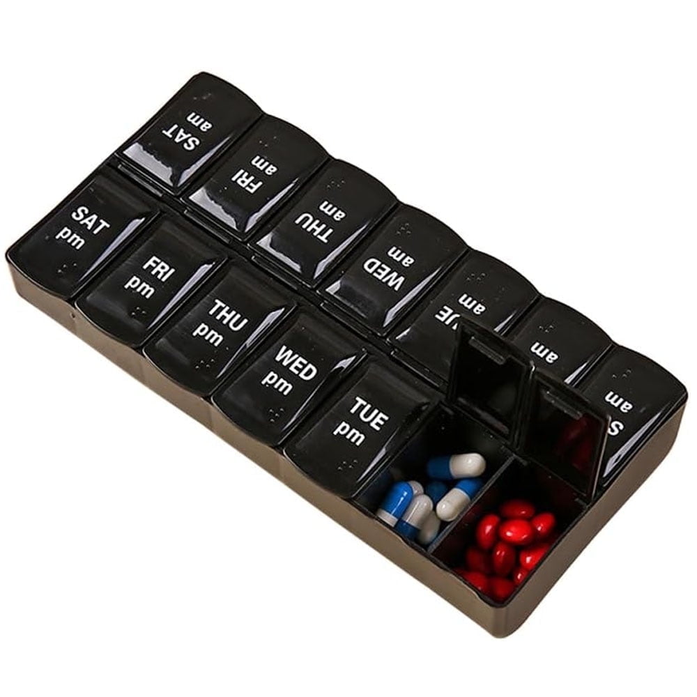 ARCTICICE Pill Box 7 Day Pill Organizer 2 Times a Day Compact Pill ...