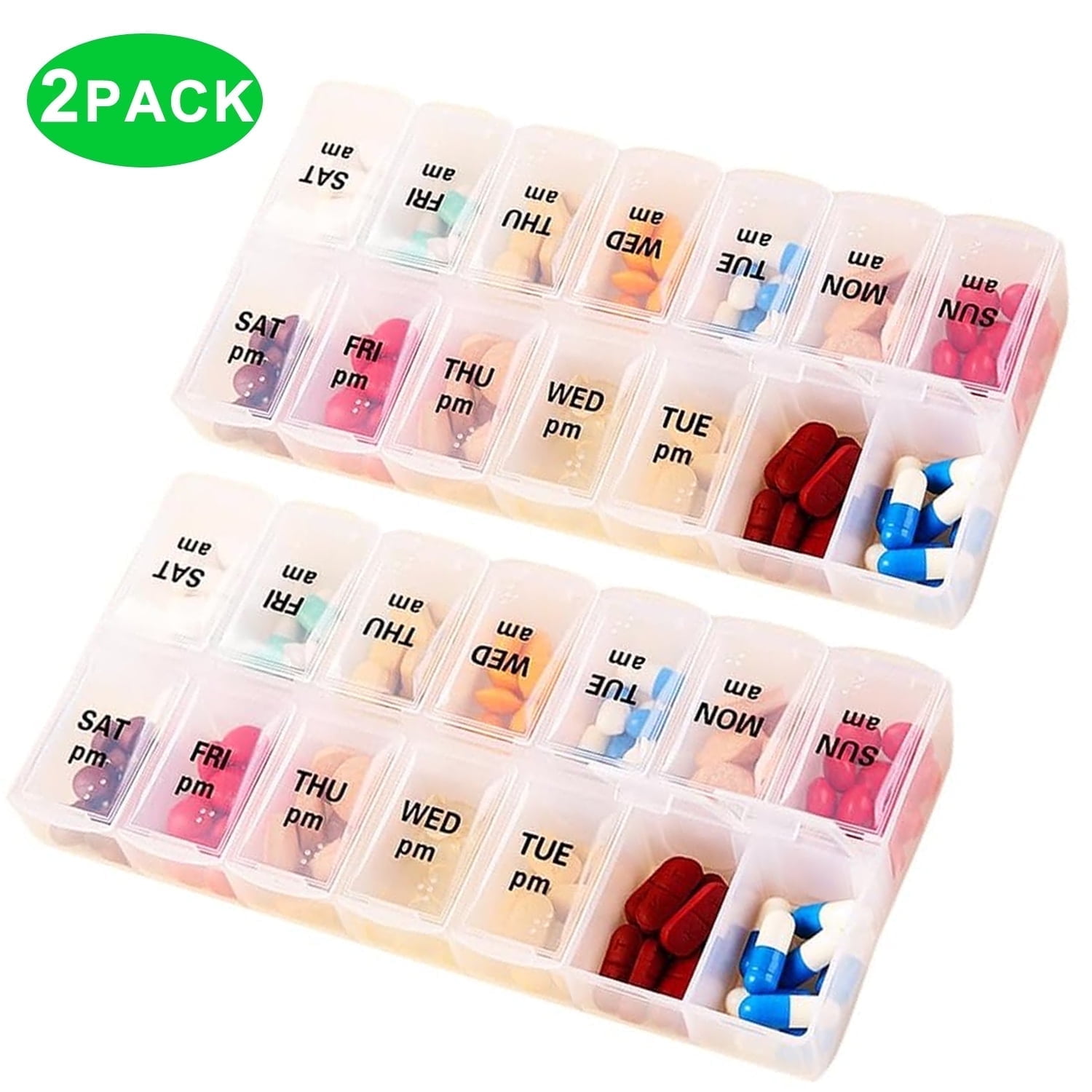 ARCTICICE Pill Box 7 Day Pill Organizer 2 Times a Day Compact Pill ...
