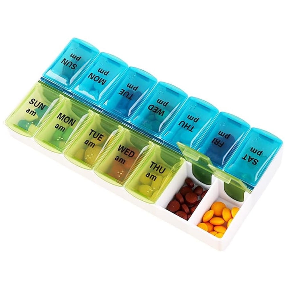 ARCTICICE Weekly Pill Organizer, 14 Compartments Compact Pill Travel ...