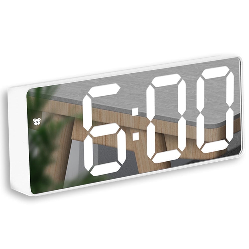 ARCTICICE White LED Mirror Digital Clock with 5 Setting Modes, USB ...