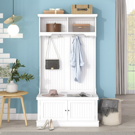 ARCTICSCORPION 4-in-1 Hall Tree with Shoe Storage Bench, Entryway Bench ...