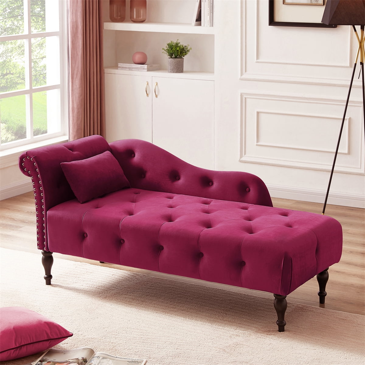 ARCTICSCORPION 60.6"Velvet Chaise Lounge Chair with Button Tufted and ...