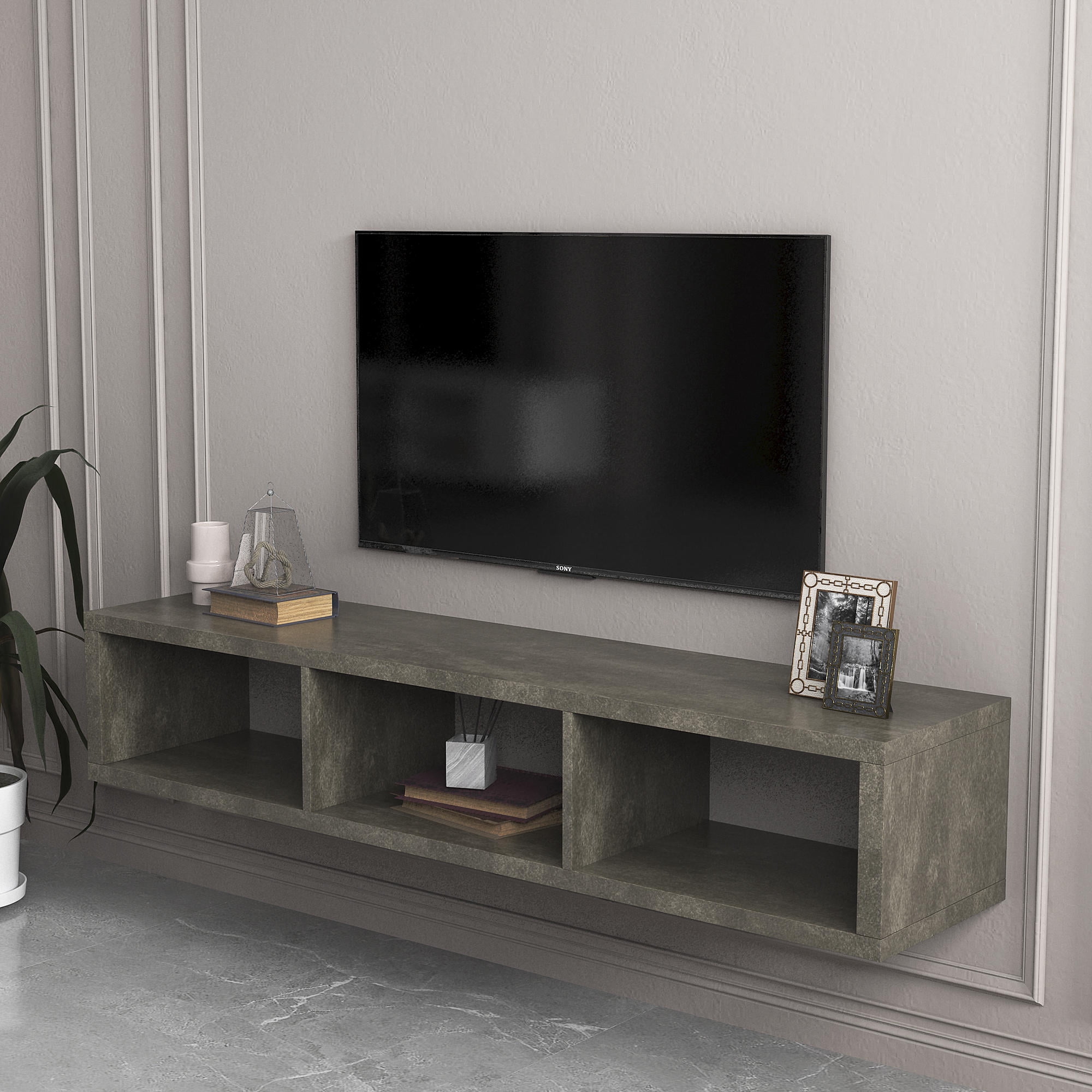 ARCTICSCORPION 60" Shallow Floating TV Console, Wall Mounted Media ...