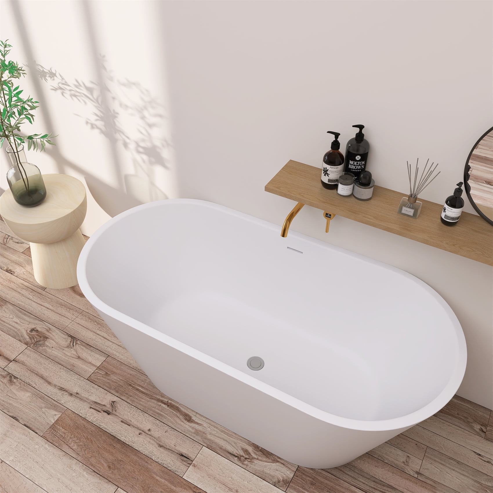 ARCTICSCORPION 67" Acrylic Free Standing Tub, Classic Oval Shape ...