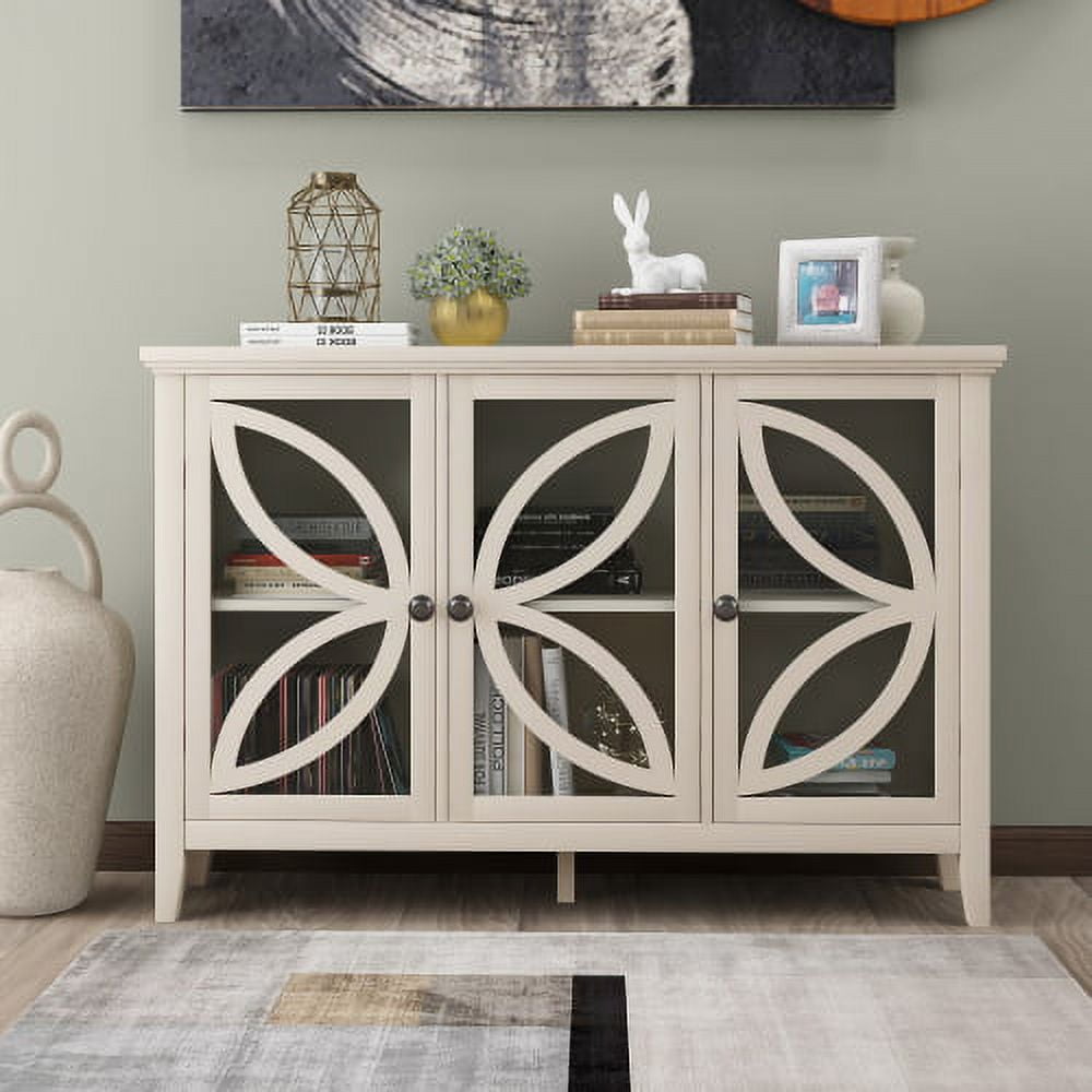 ARCTICSCORPION Accent Storage Cabinet with Glass Doors, Wooden Console ...