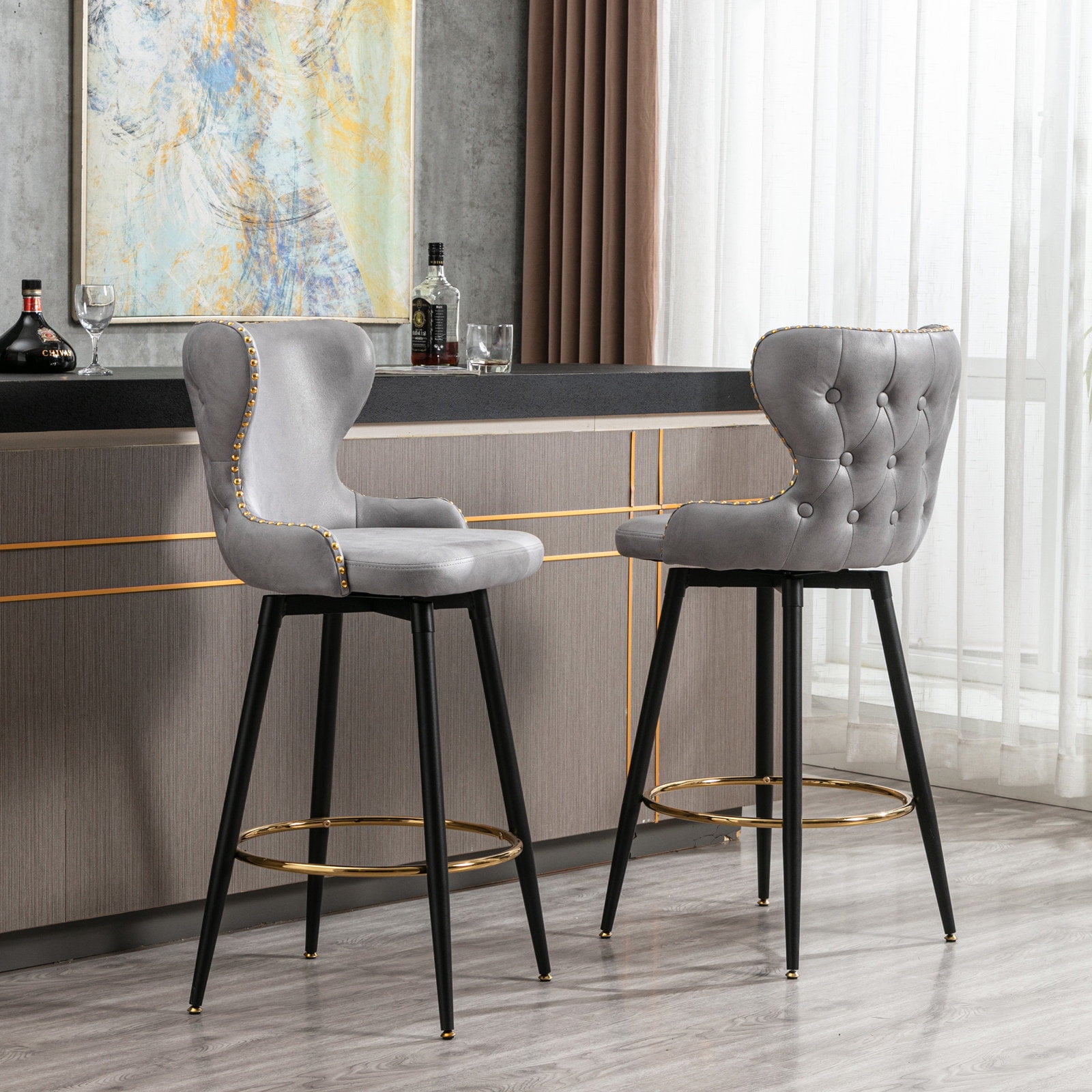ARCTICSCORPION Bar Stools Set of 2, Counter Height Dining Chairs with ...