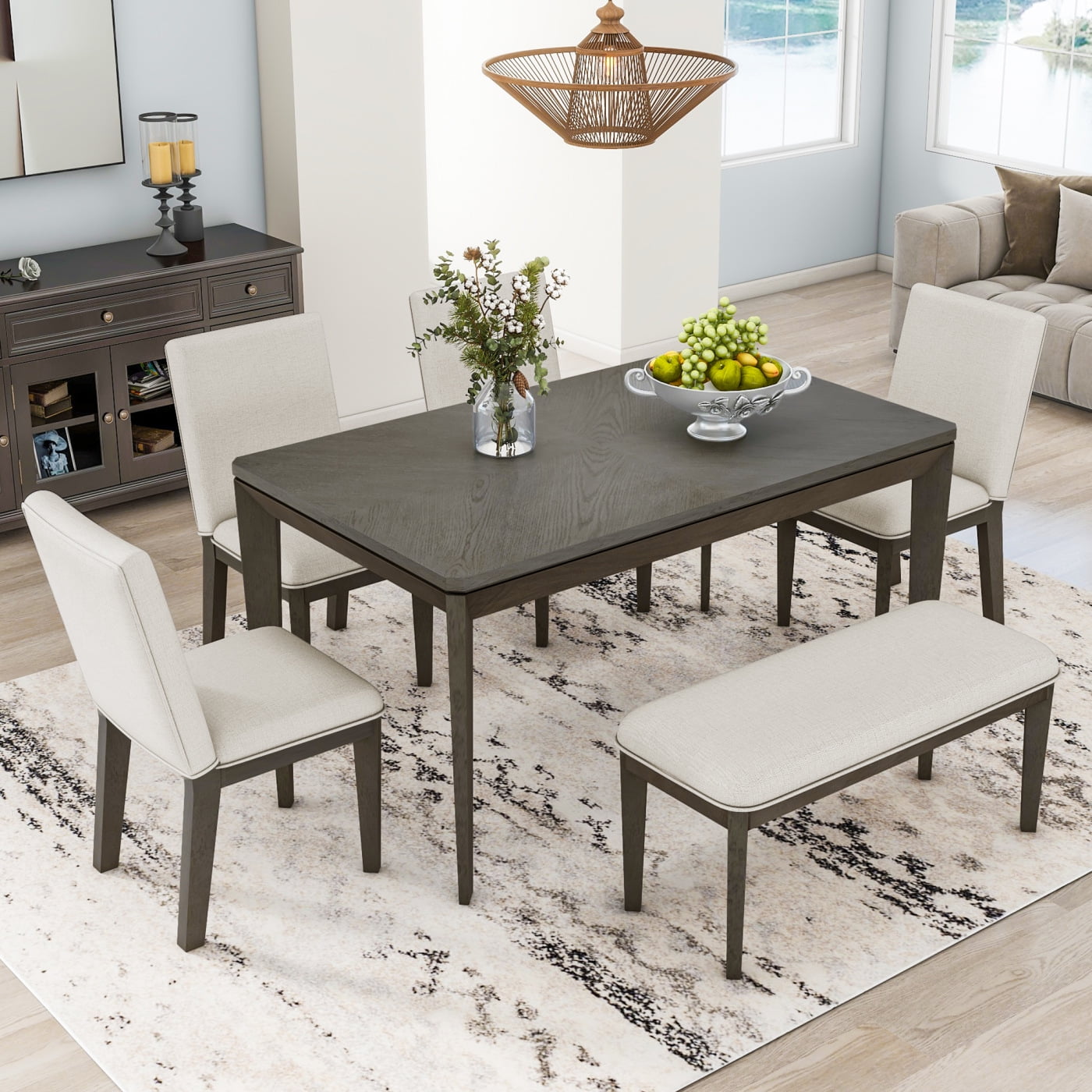 ARCTICSCORPION Kitchen Table Chairs Set of 6, Dining Table Set with 4 ...