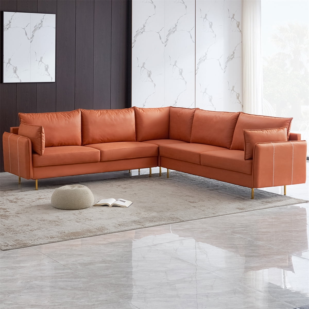 ARCTICSCORPION L-Shaped Corner Sectional Technical Leather Sofa ...