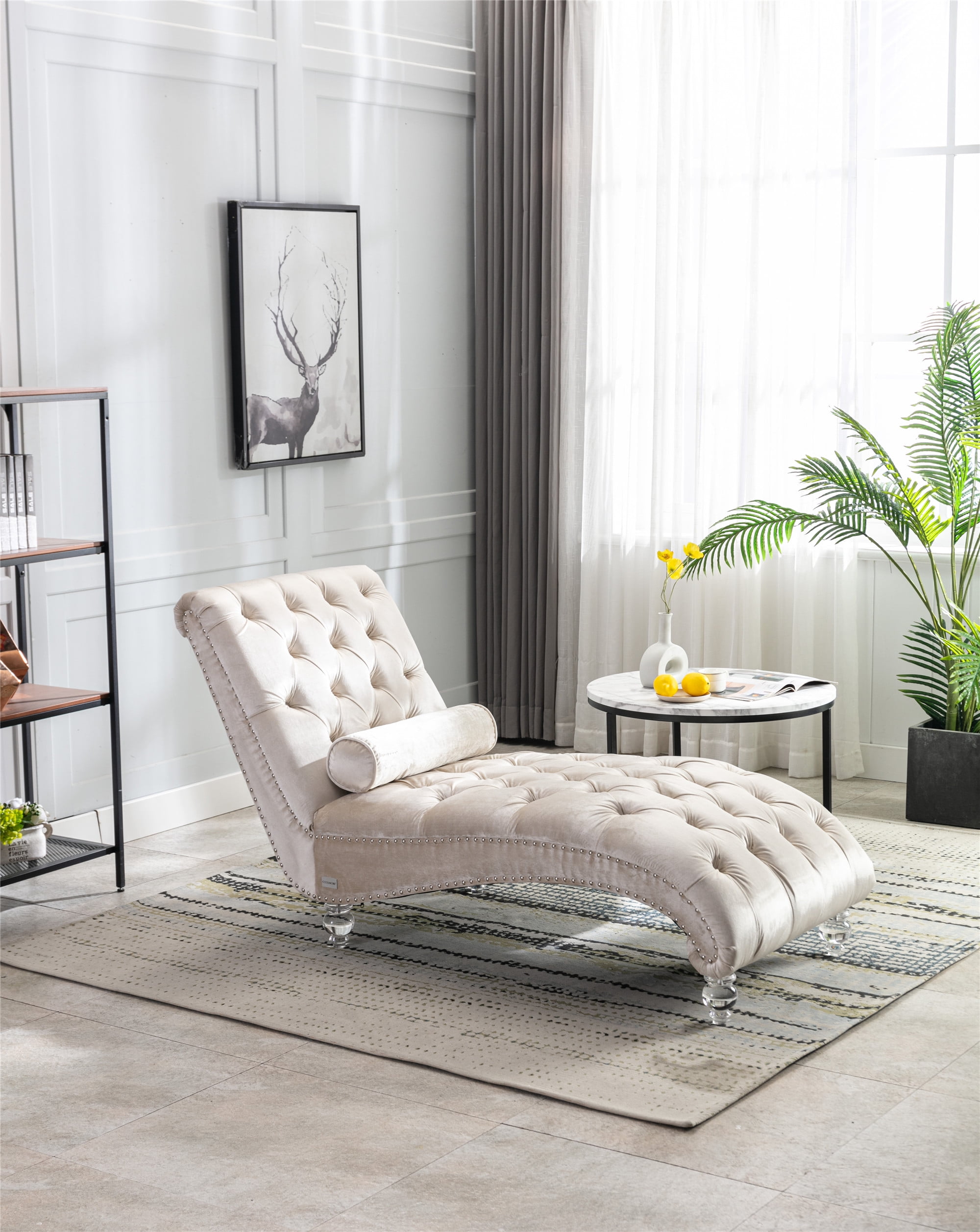 ARCTICSCORPION Leisure Velvet Concubine Sofa with Acrylic Feet, Single ...