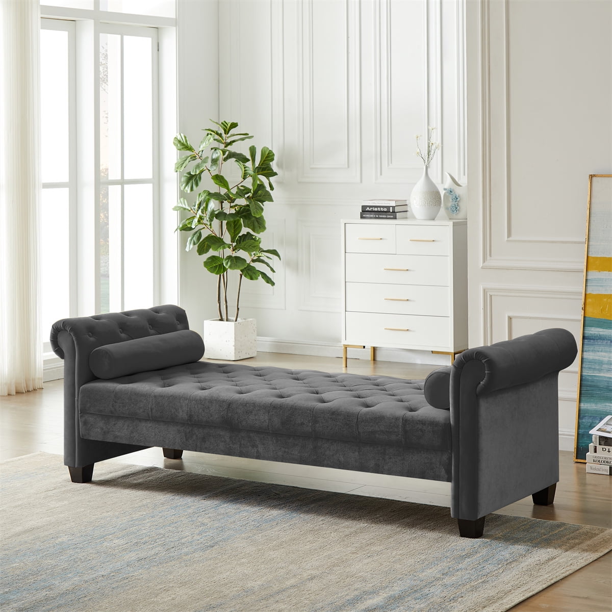 ARCTICSCORPION Modern Large Sofa Stool Accent Bench, Button-Tufted ...