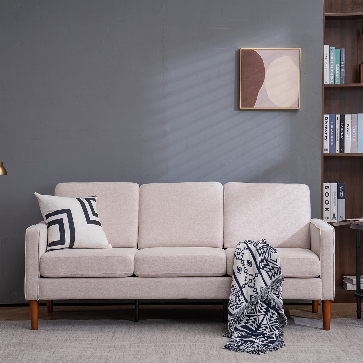 ARCTICSCORPION Modern Linen 71.3" 3 Seater Sofa, Creamy White - Walmart.com