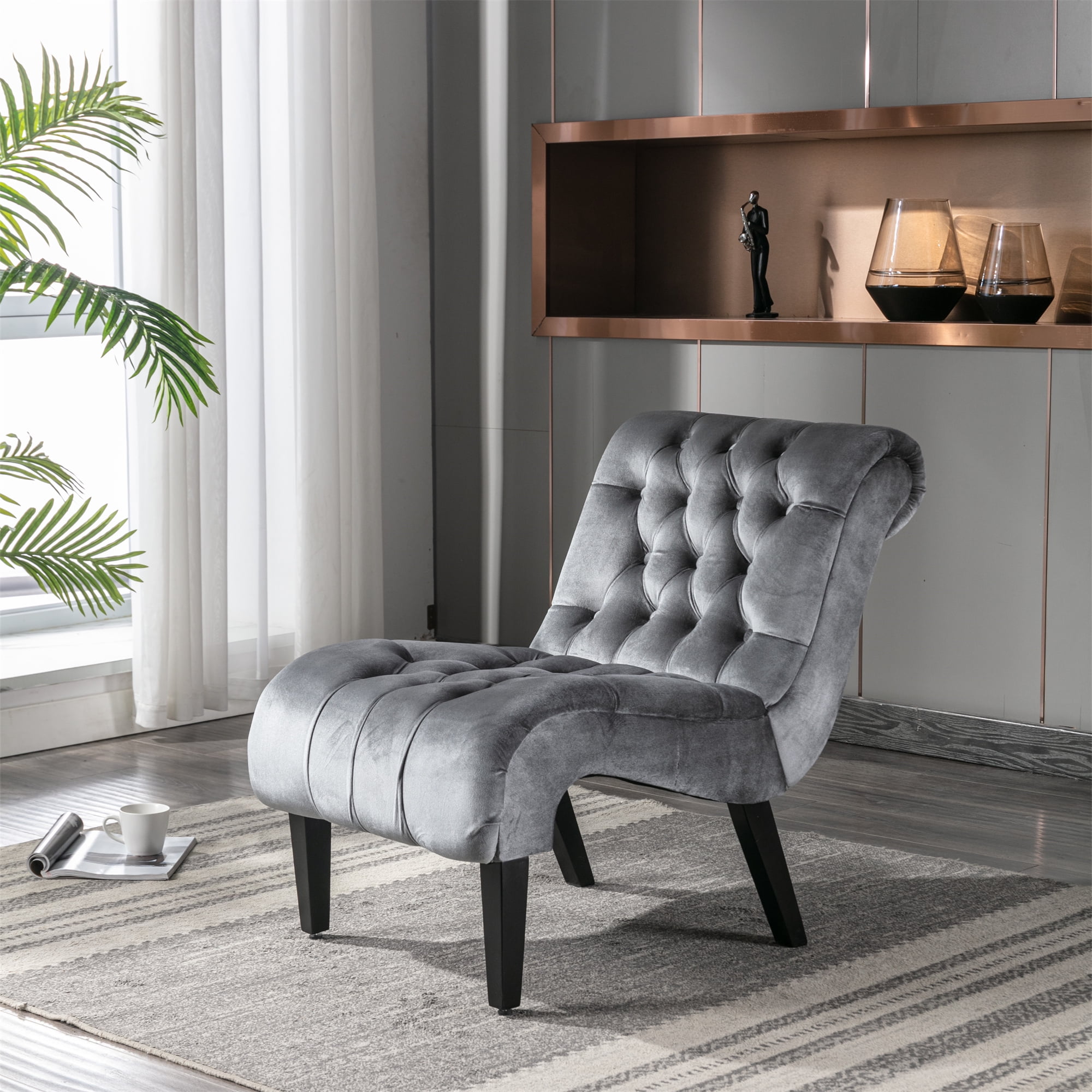 Mid Century Accent Armchair, Velvet Lounge Chair for Small Spaces ...