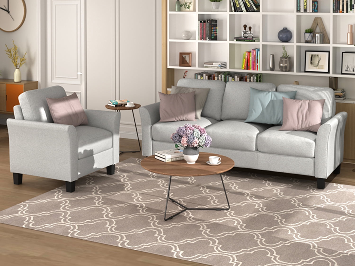 ARCTICSCORPION Modern Upholstered Sofa Set with 1 Armchair & 3 Seater ...