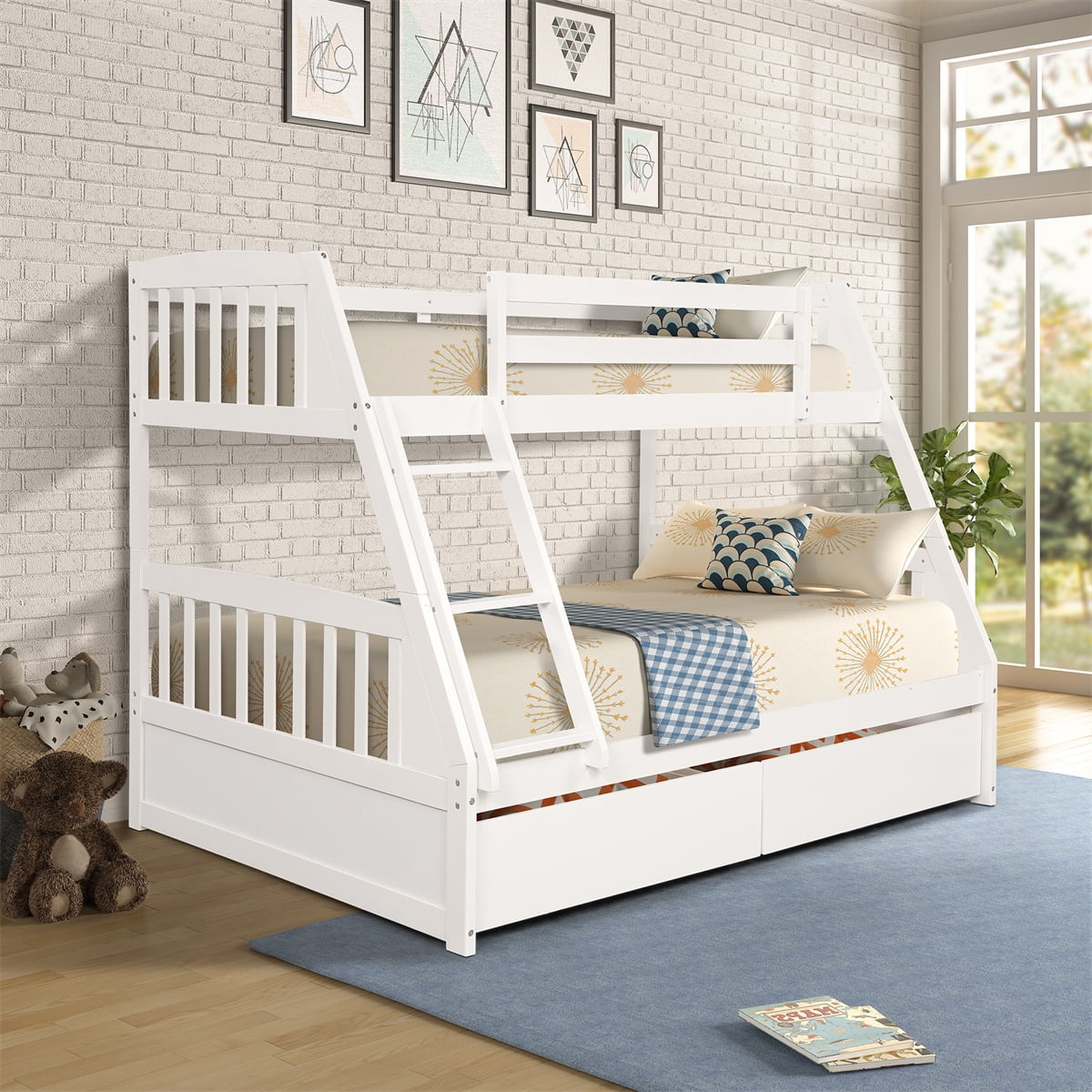 ARCTICSCORPION Twin Over Full Bunk Bed with Two Storage Drawers ...