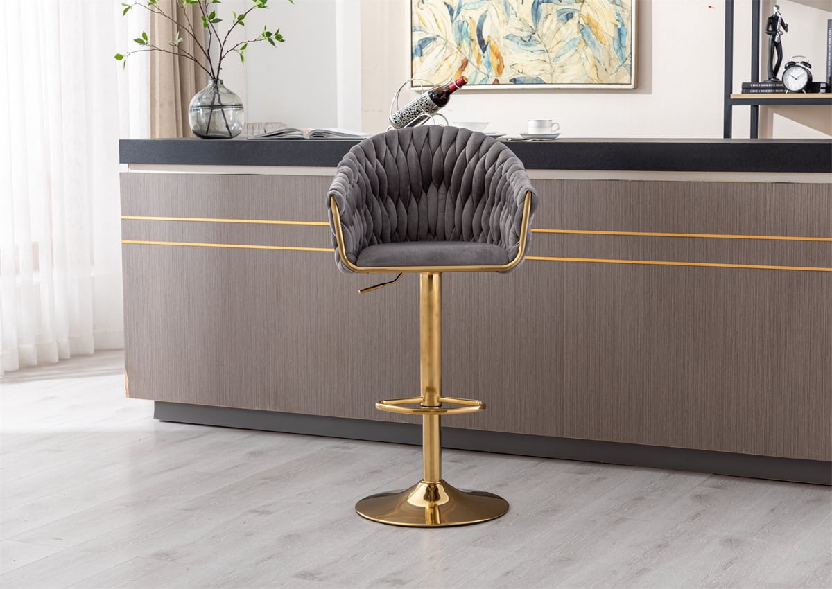 ARCTICSCORPION Velvet Bar Stool,Upholstered living Room Chair with ...