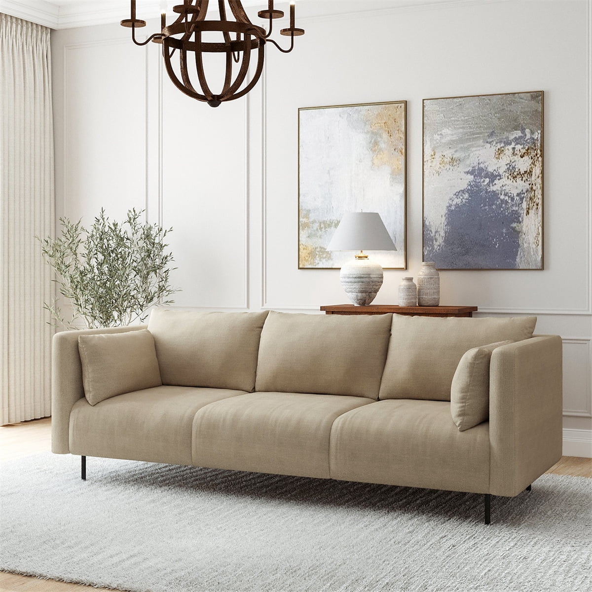 ARCTICSCORPION Velvet Fabric Sofa Couch,Modern Upholstered Couch with ...