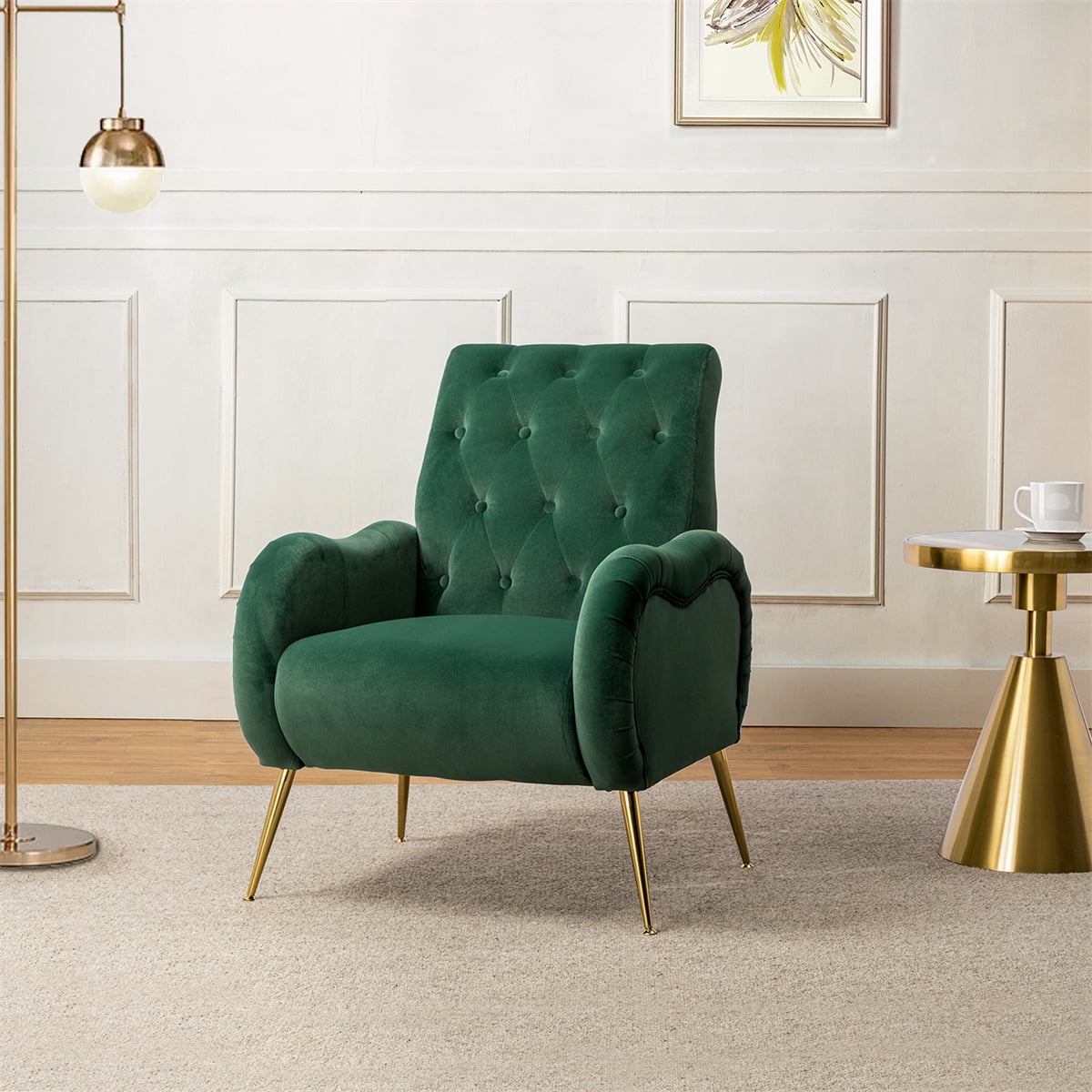 ARCTICSCORPION Velvet Upholstered Accent Chair, Single Sofa Chair with ...