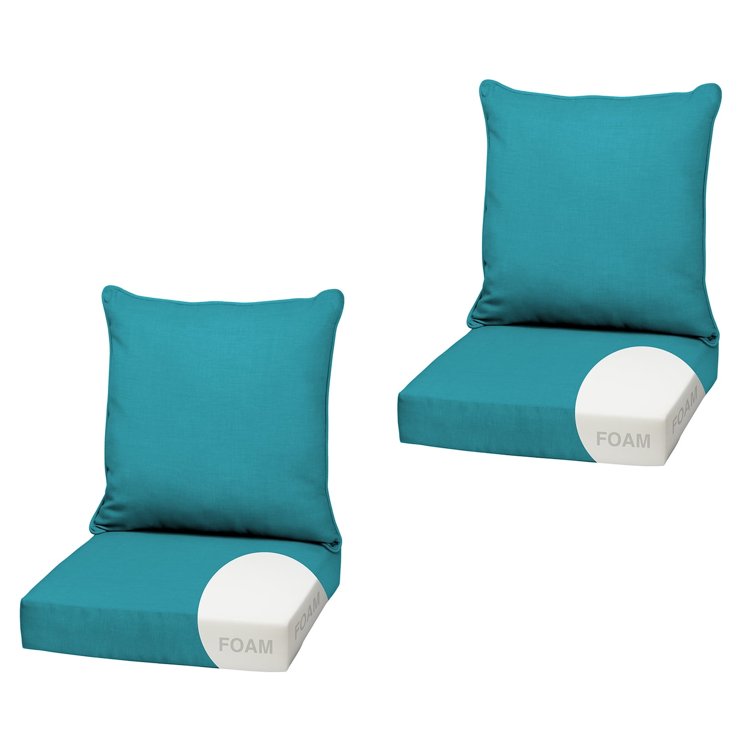 ARDEN Outdoor Foam Deep Seat Cushion (2-Pack), 22x24, Premium High ...