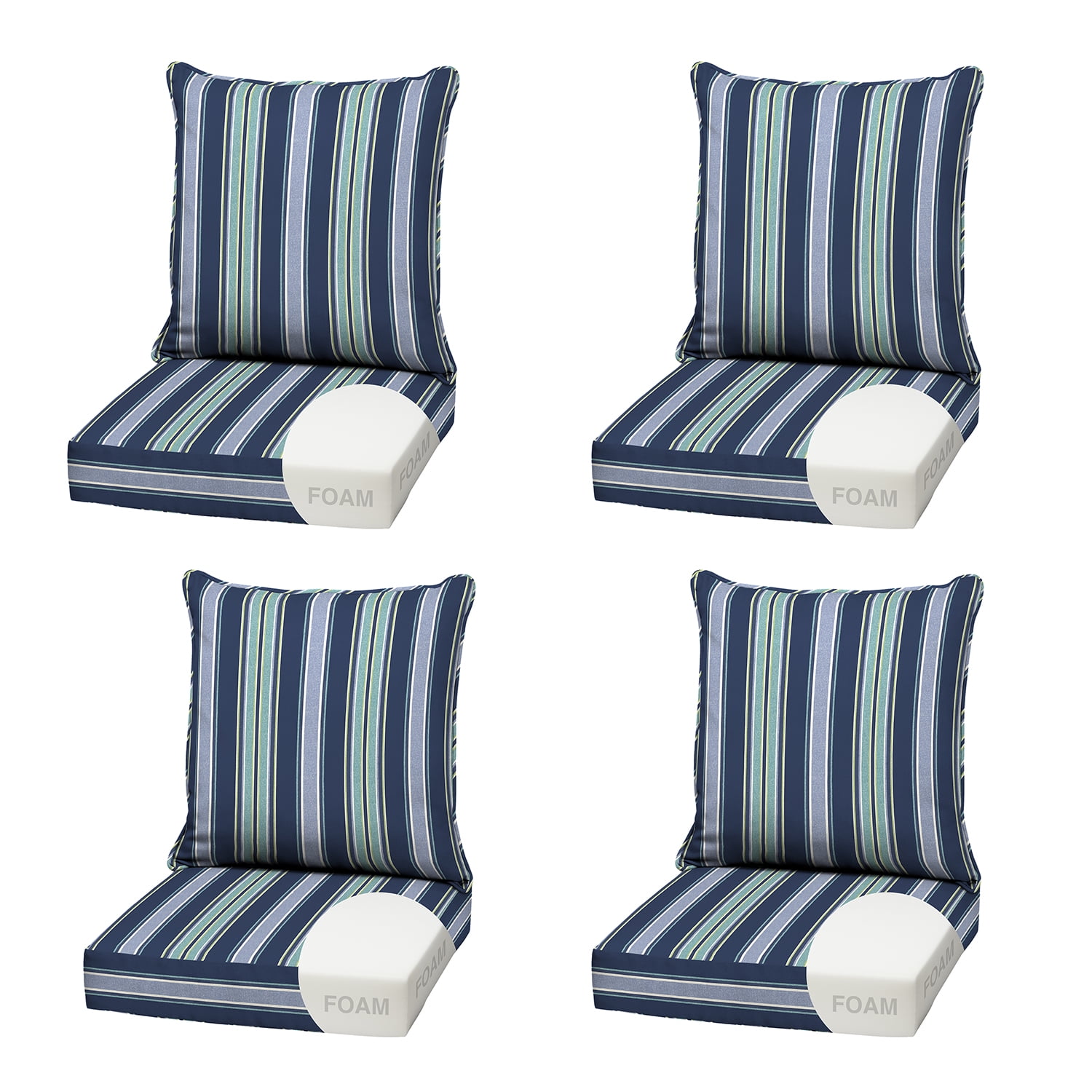 ARDEN Outdoor Foam Deep Seat Cushion (4-Pack), 22x24, Premium High ...