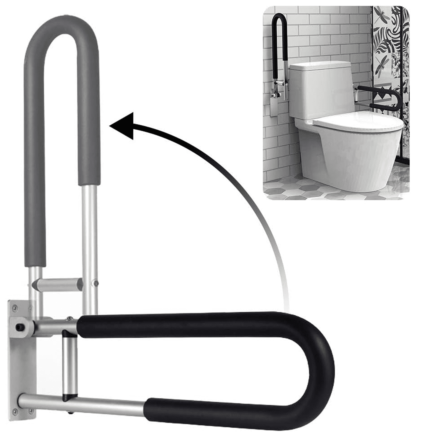 ARDIKAMA Handicap Grab Bars Rails 23.6 inch Toilet Handrails Handrails ...