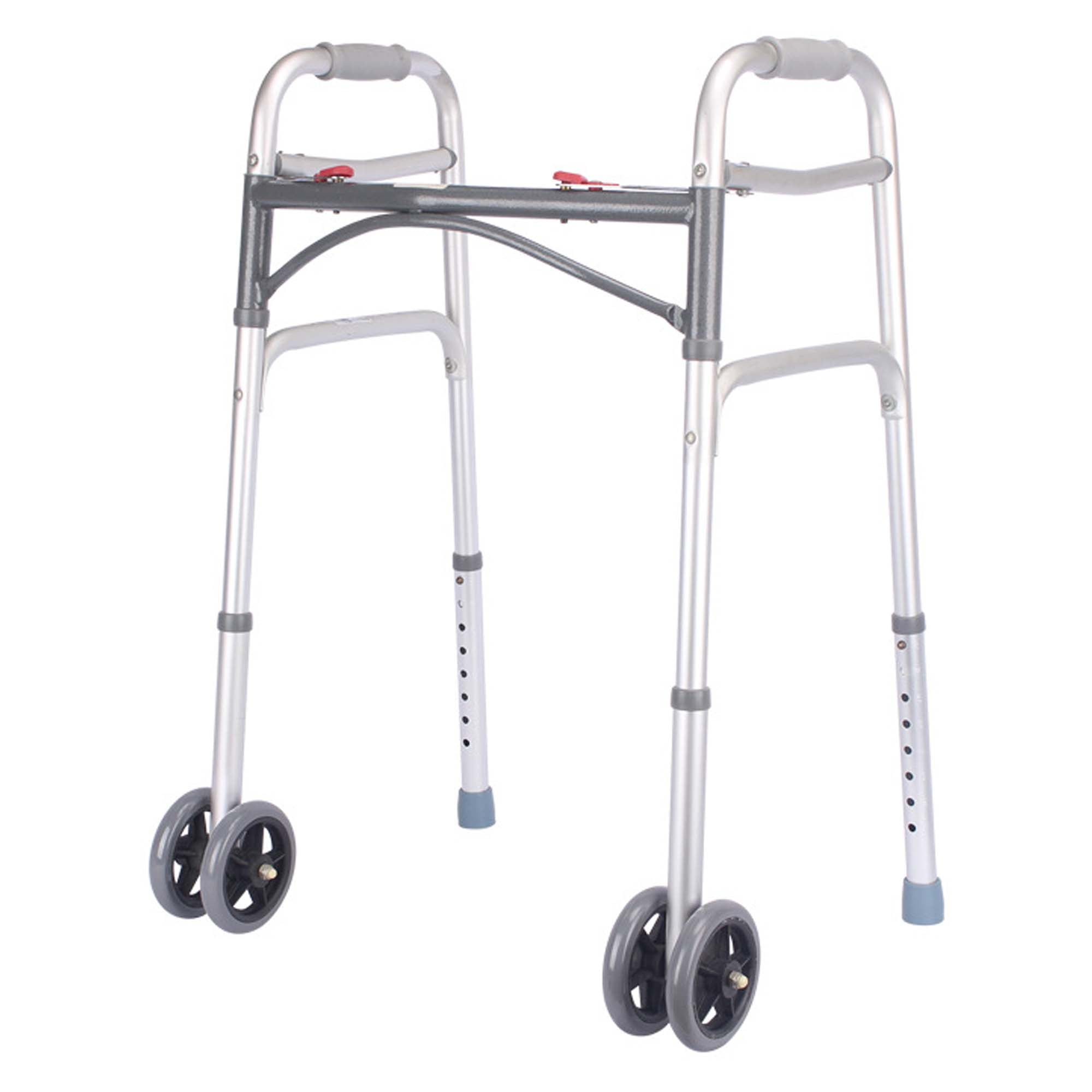 ARDIKAMA Steel Folding Walker with 2 Wheels, Adjustable Height Rolling ...