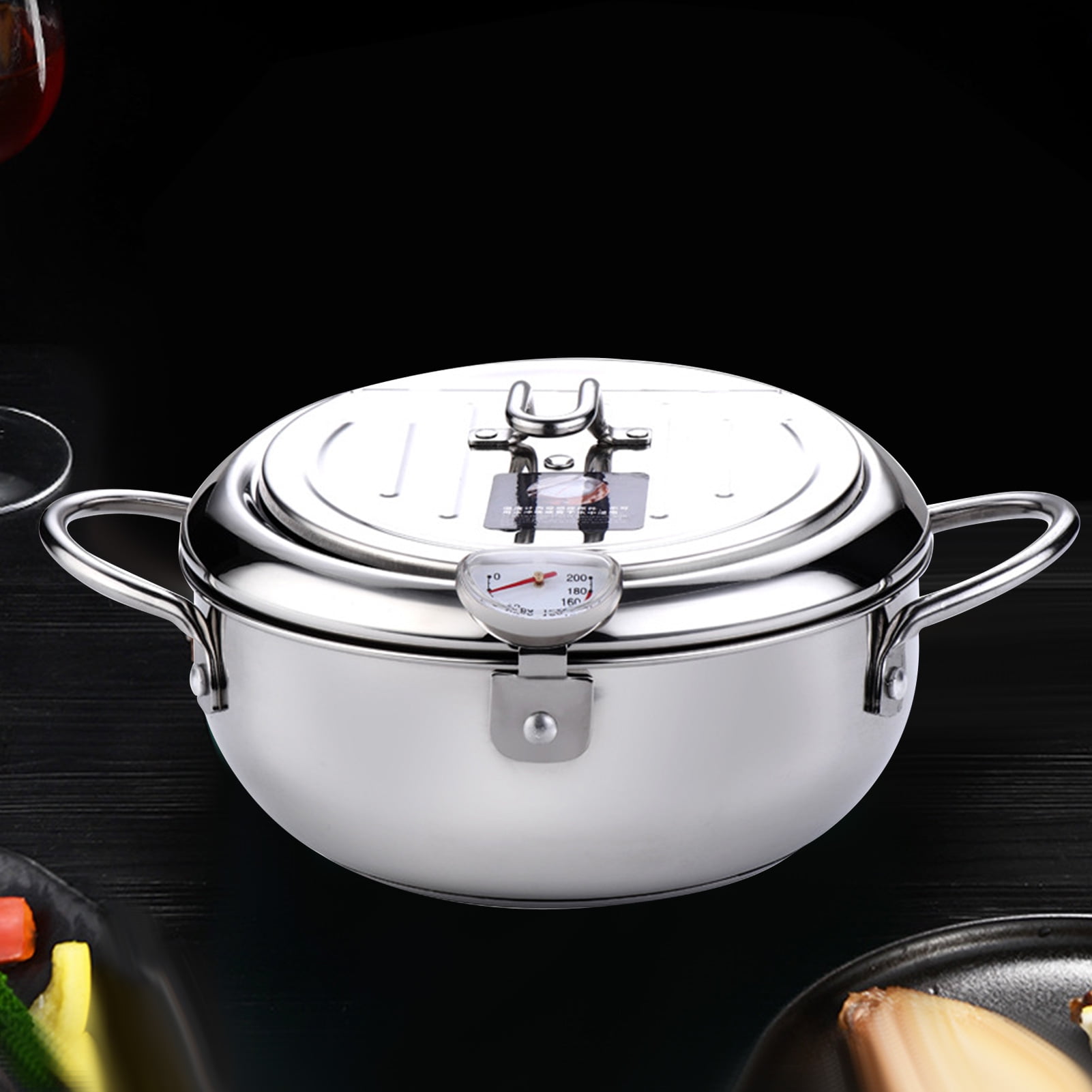 AREALER Deep Fryer Pot Stainless Steel Japanese Style Fryer with a ...