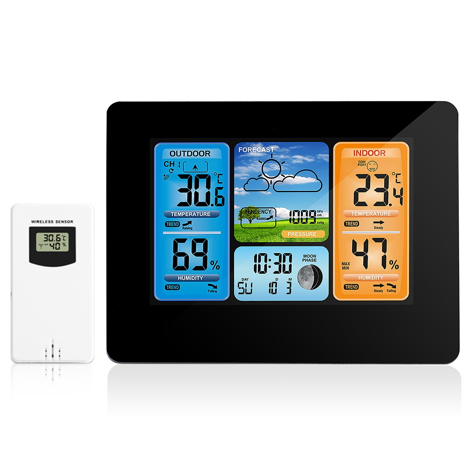 AREALER Indoor Thermometer Wireless, Weather Station with Atomic Clock ...