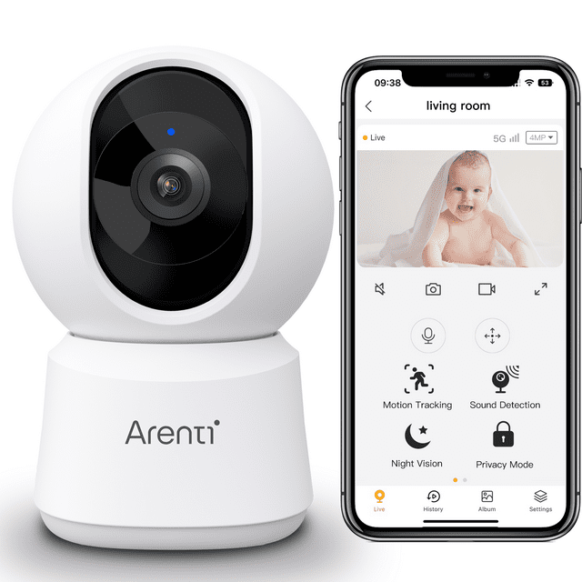 ARENTI 5G WiFi Indoor Security Camera, 4MP Baby Monitor, Dual-Band Home ...