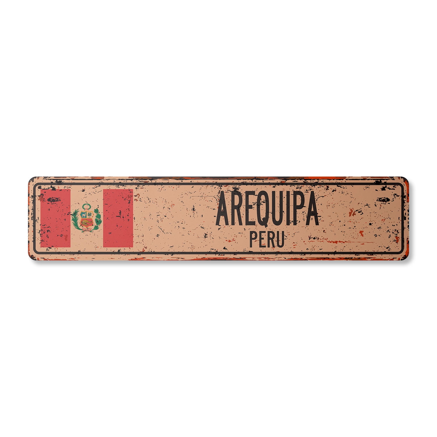 AREQUIPA PERU Vintage Aluminum Street Sign Peruvian flag city country ...