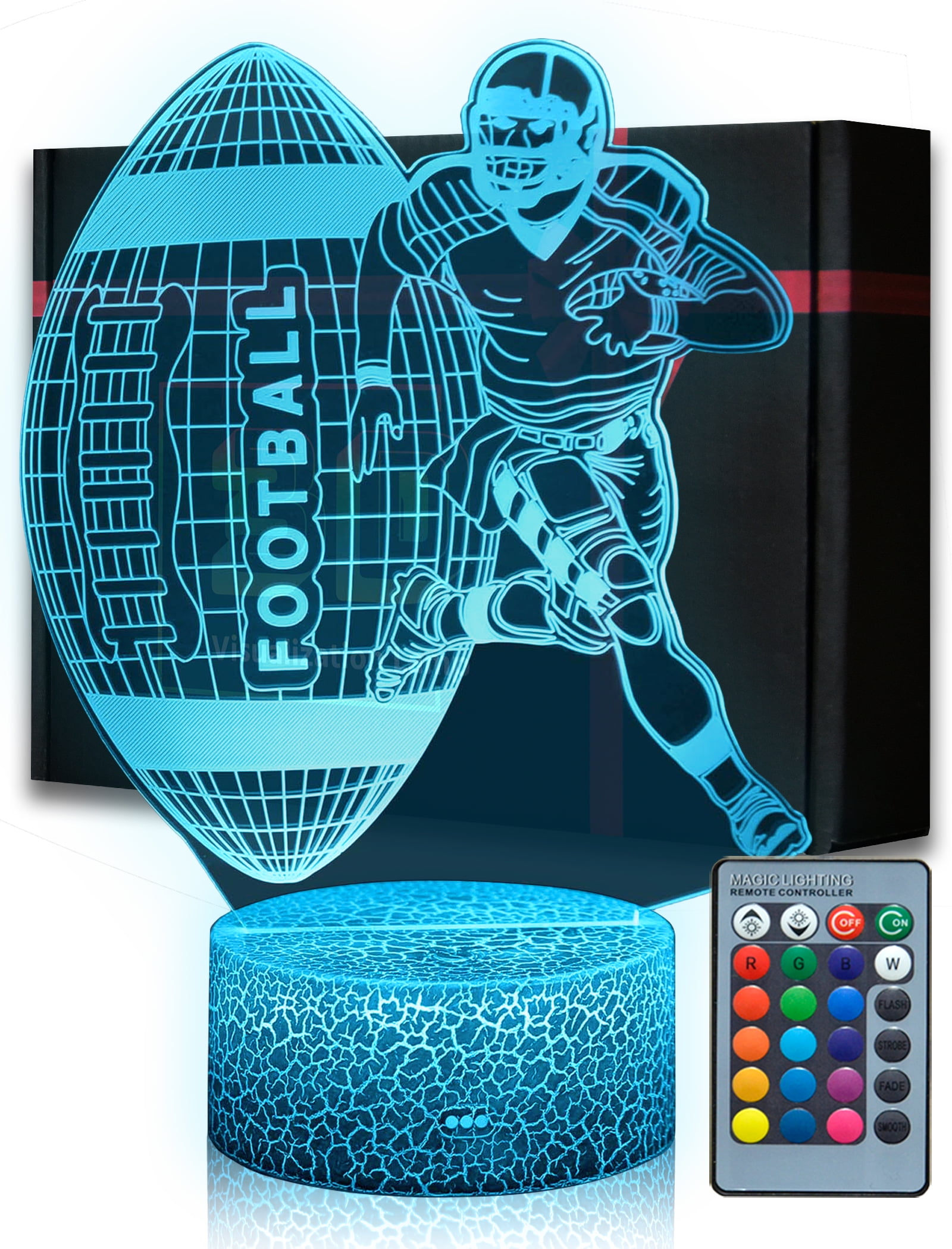 Football Decor Night Light for Kids, Teens, Men - 16 Colors, Dimmable ...