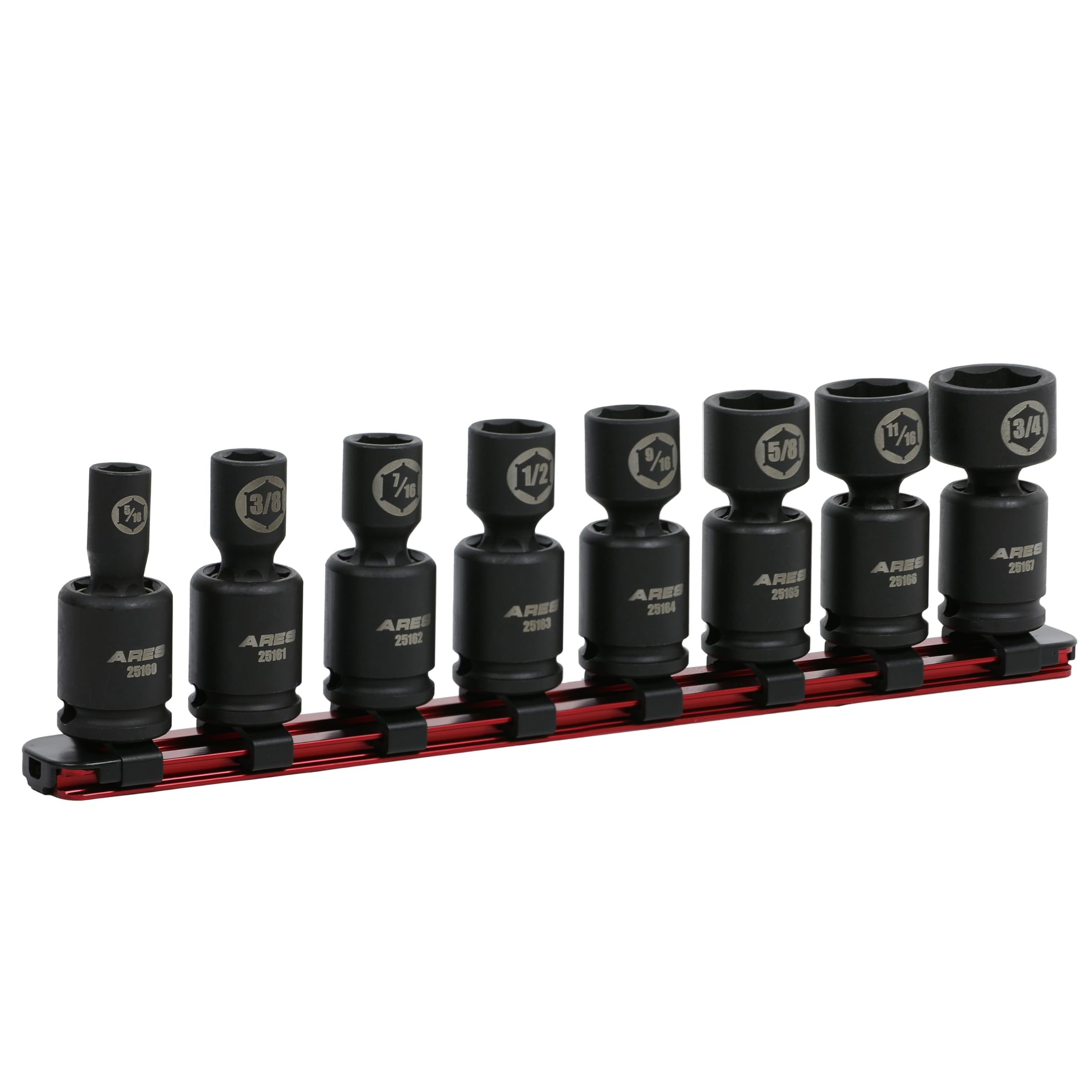 ARES 25159-8-Piece SAE Pinless Universal Swivel Impact Socket Set – 3/8 ...