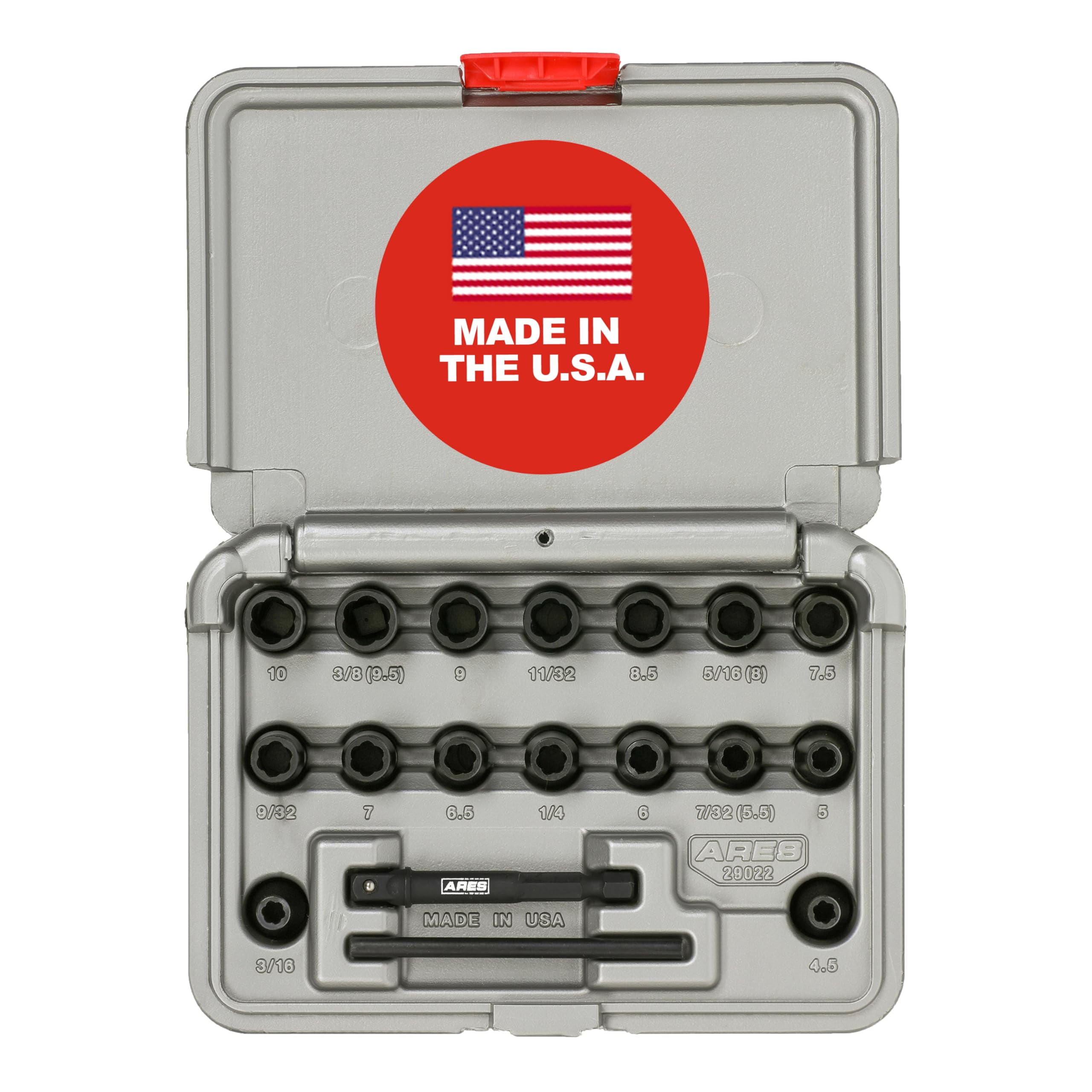 ARES 29022 – 18-Piece Damaged Bolt Extractor Socket Set – 1/4-Inch ...