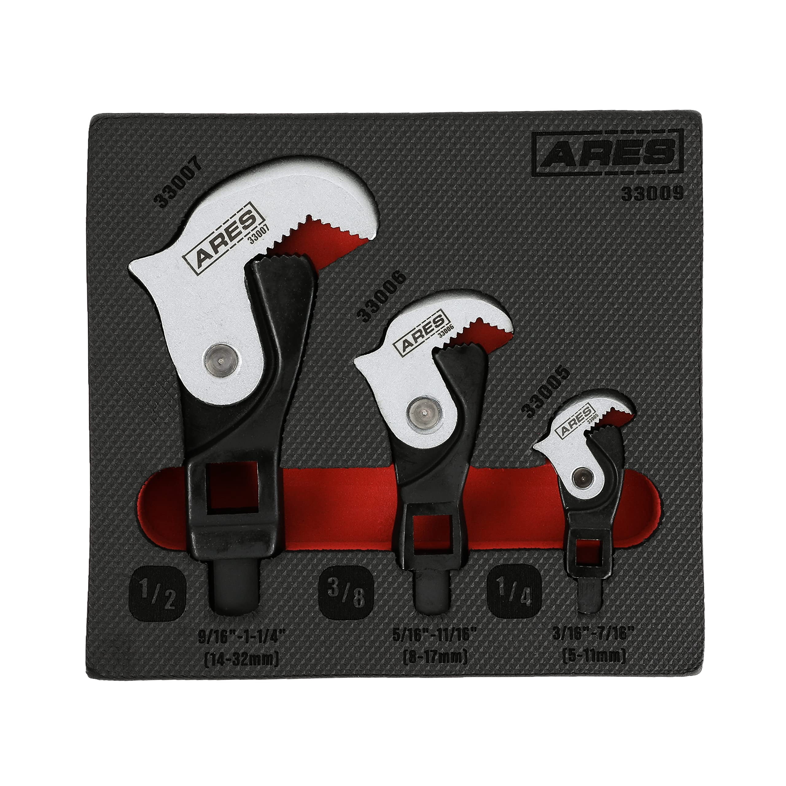ARES 33009 – 3-Piece Auto Adjusting Crowfoot Wrench Set – Spring Loaded ...