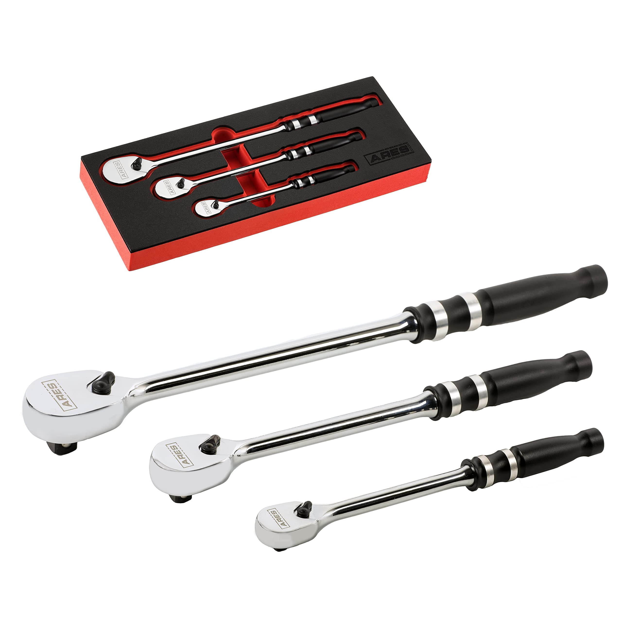 ARES 42083-90-Tooth Ratchet Set - Ergonomic Aluminum Handles ...