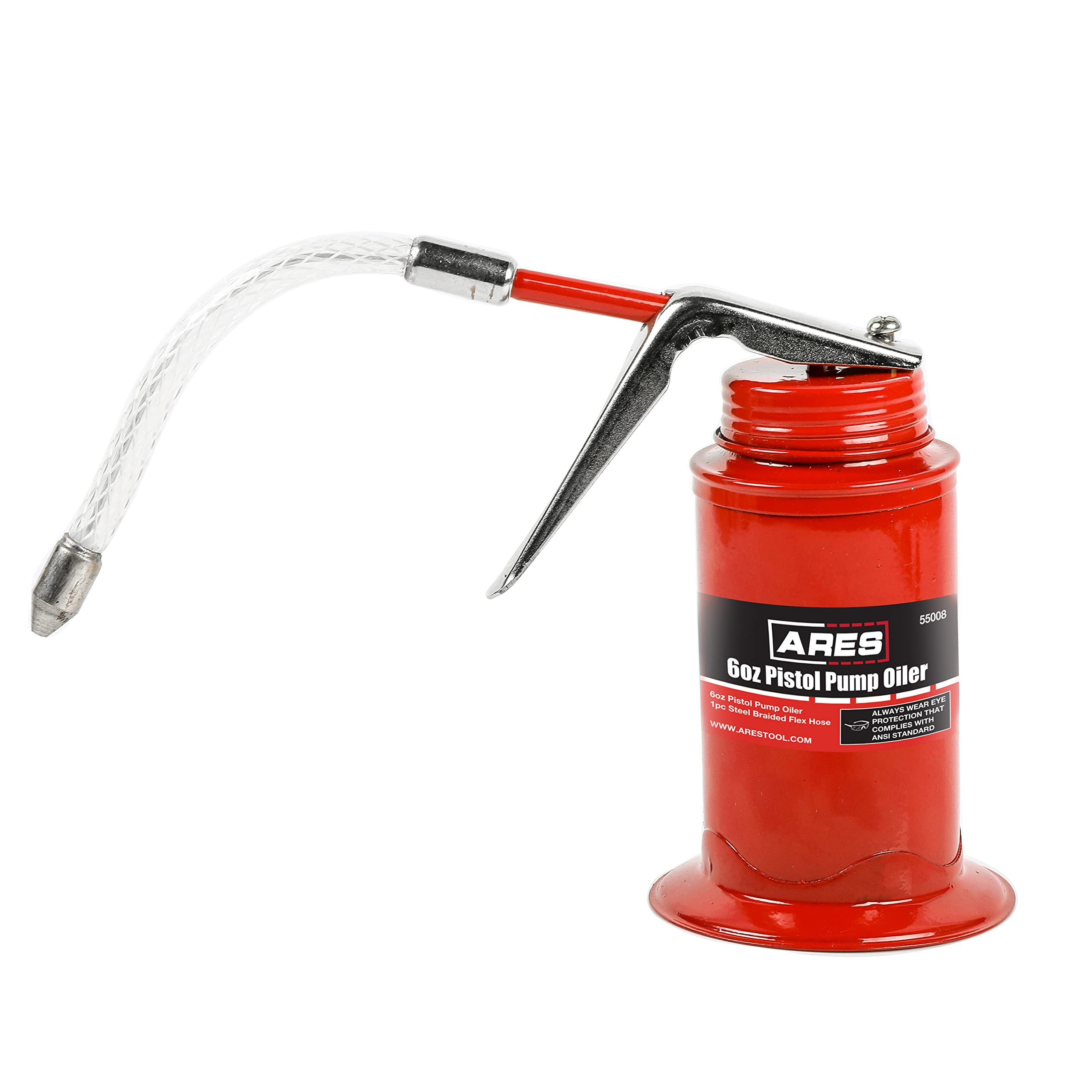 ARES 55008 – 6oz Red Pistol Grip Oiler Can - Includes Steel Braided ...