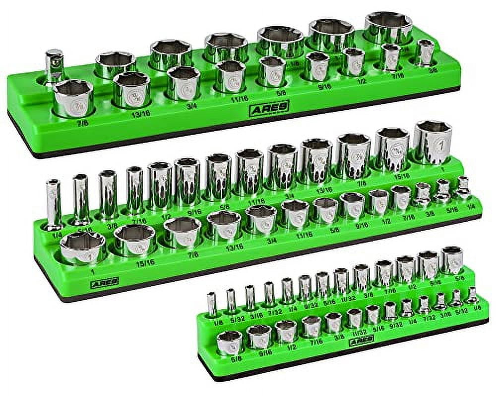 ARES 60037 - 3-Piece SAE Magnetic Socket Organizers Set - GREEN ...