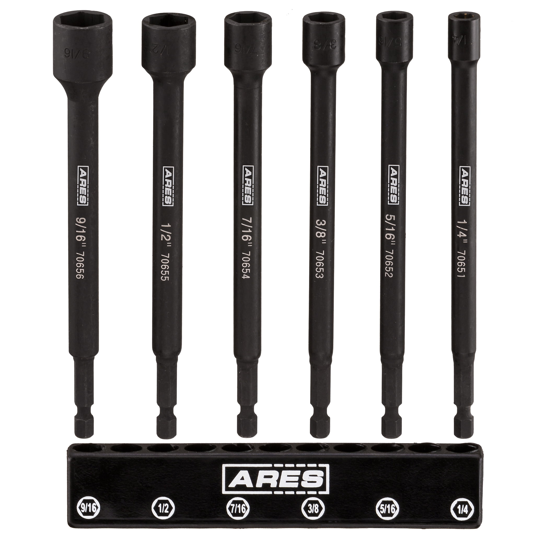 ARES 70650 - 6-Piece SAE Magnetic Impact Nut Driver Set - Impact Grade ...