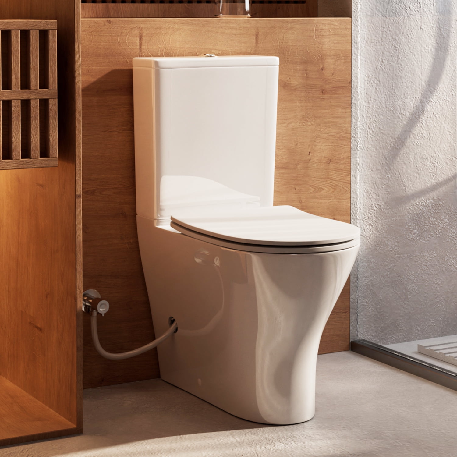 ARES Rear Flush Toilet with P-Trap, Elongated, Dual Flush, 18" Comfort ...