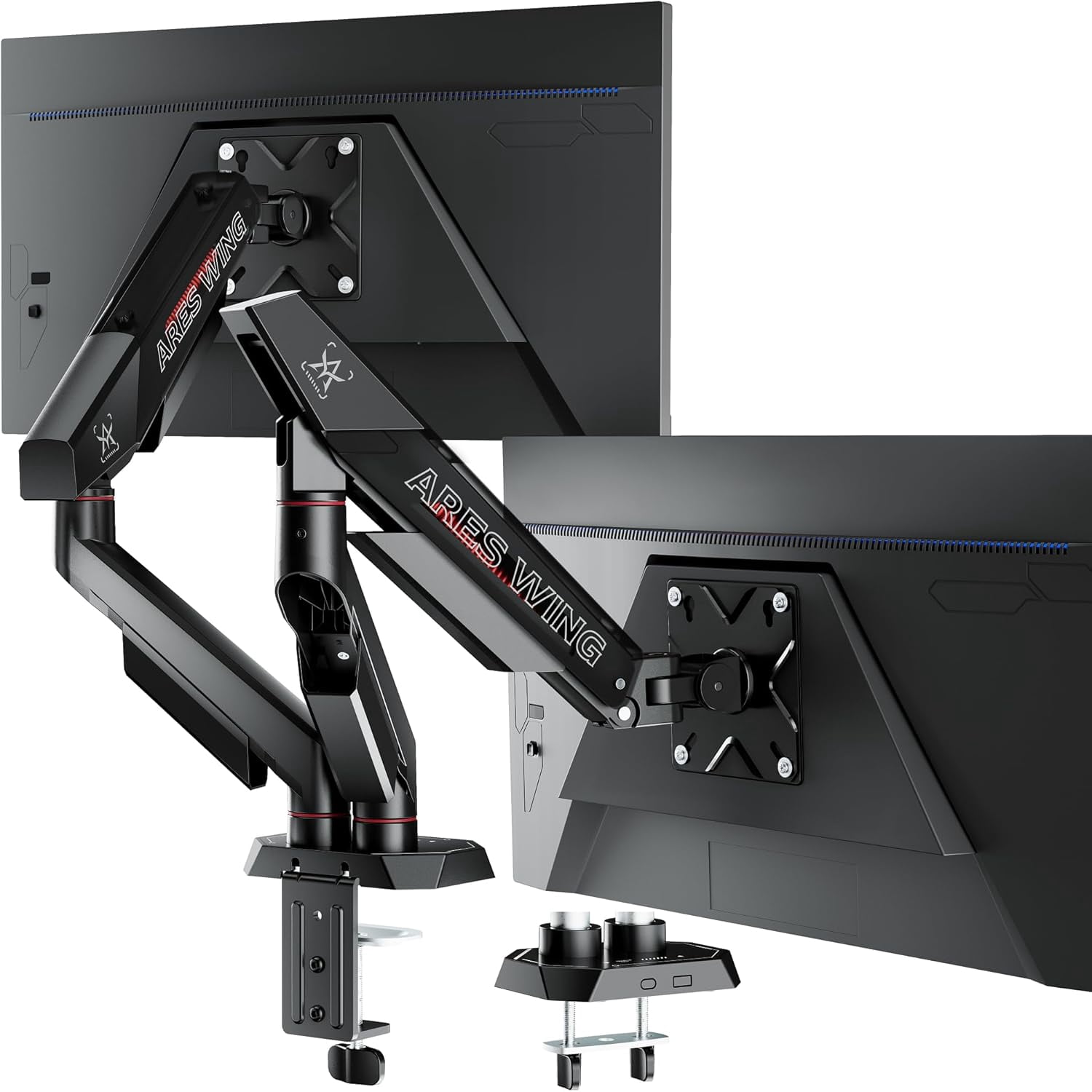 ARES WING Dual Monitor Arm for 17–35 Inch Flat & Curved Ultrawide ...