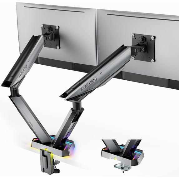ARES WING RGB Dual Monitor Arm for 17-38" Ultrawide Screens, Holds 35 ...