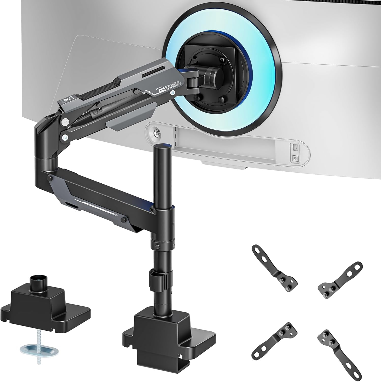 ARES WING Single Monitor Mount, Ultrawide Monitor Arm for 24 to 57 Inch ...