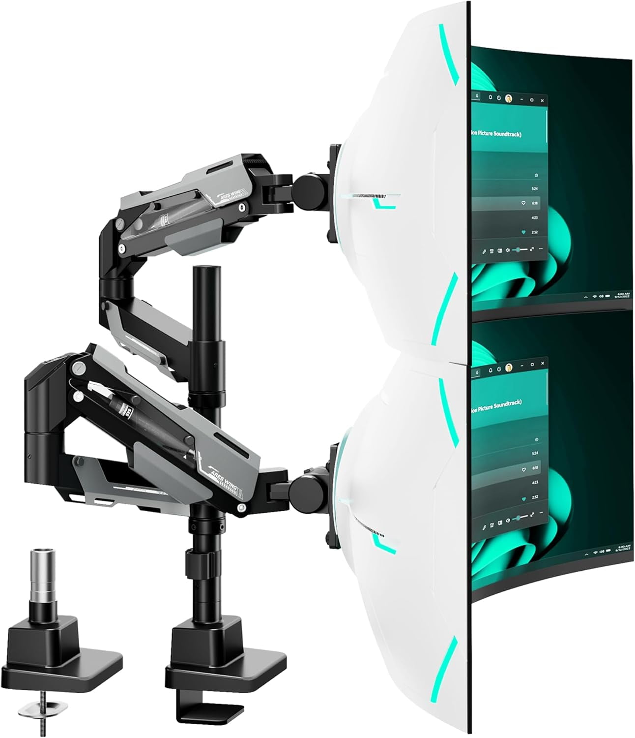ARES WING Vertical Dual Monitor Mount - 24-57" Aluminum Heavy Duty ...