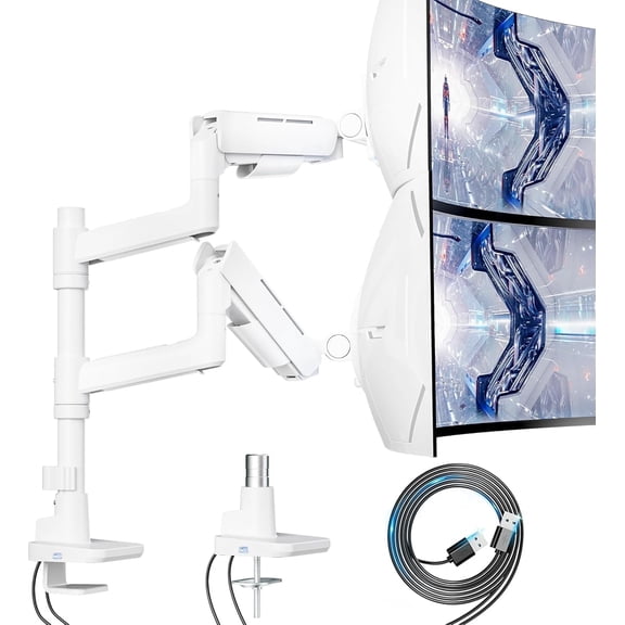 Ergotron 45690293 Vertical Stacking Dual Monitor Desk Mount Dark Gray ...