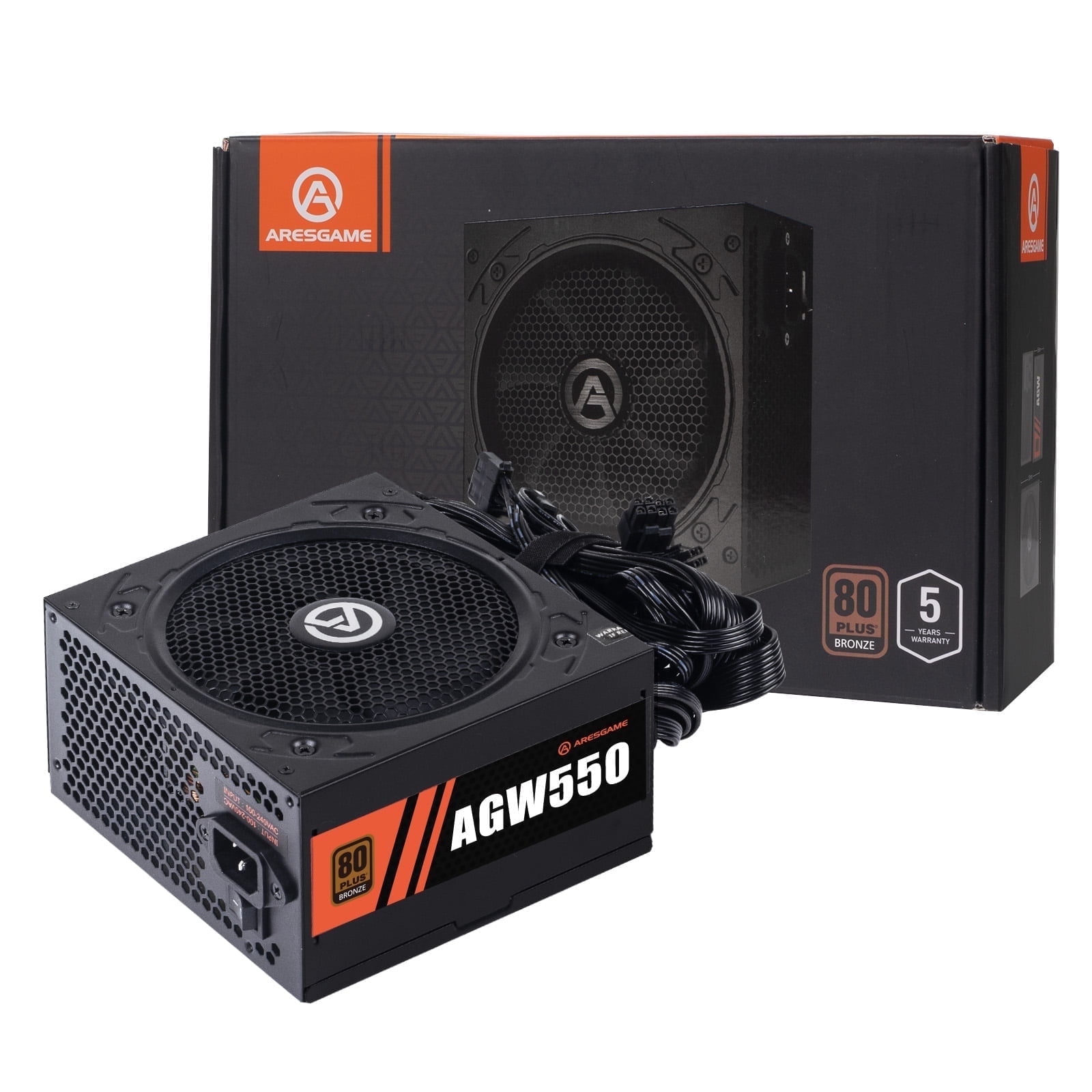 Aresgame, Power Supply, AGW550, 550W 80+ Bronze Cert ATX PSU - Walmart.com