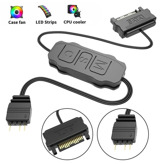 ARGB Controller 5V 3pin To SATA Power Supply Mini RGB Controller 3PIN ...
