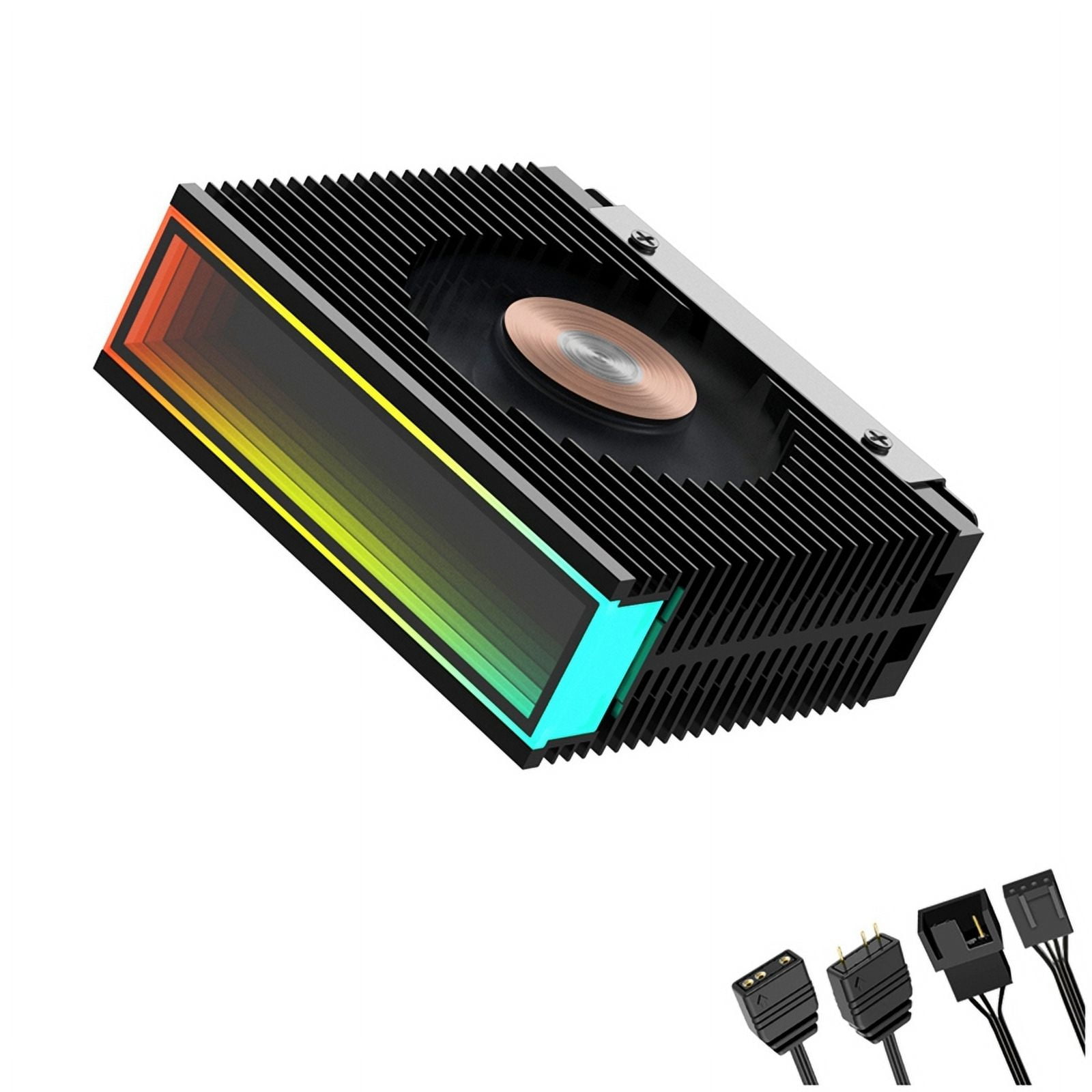 ARGB M.2 2280 SSD Heatsink with 50MM PWM Dual Fan M.2 SSD Radiator ...