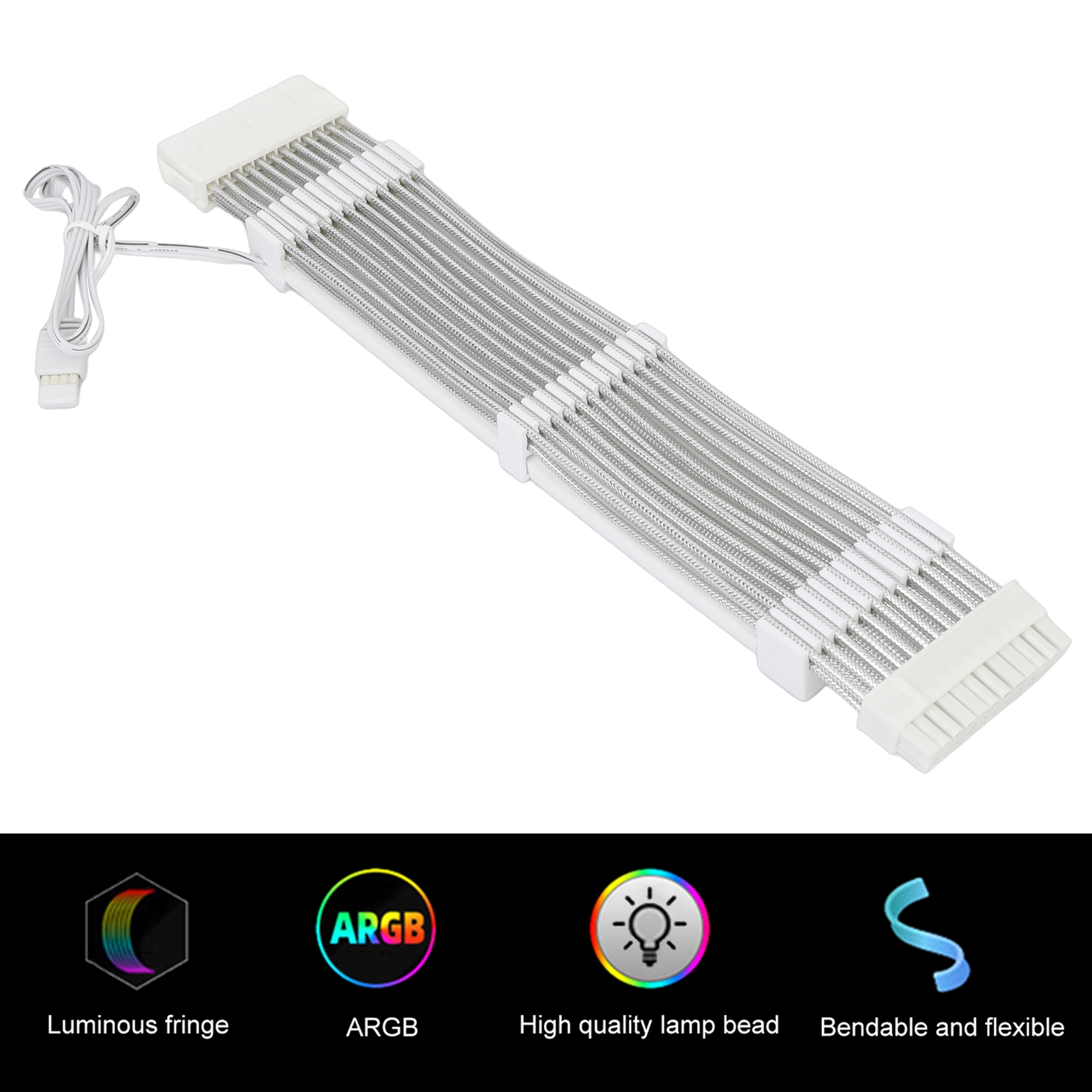 ARGB Neon Color Line White PC Case RGB Cable GPU 24Pin Streamer ...