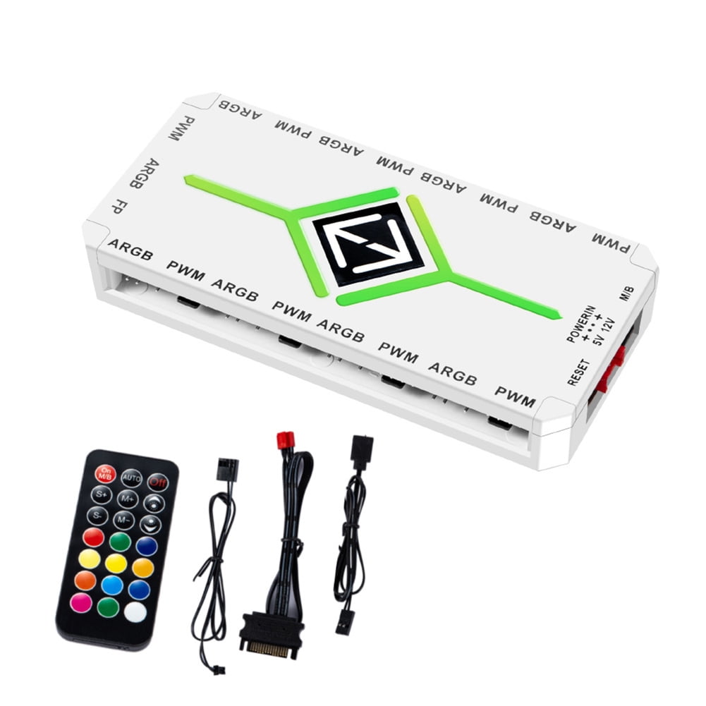 ARGB PWM Fan Hub, 1 to 9 Ports Magnetic Fan Hub PWM&ARGB with Remote ...