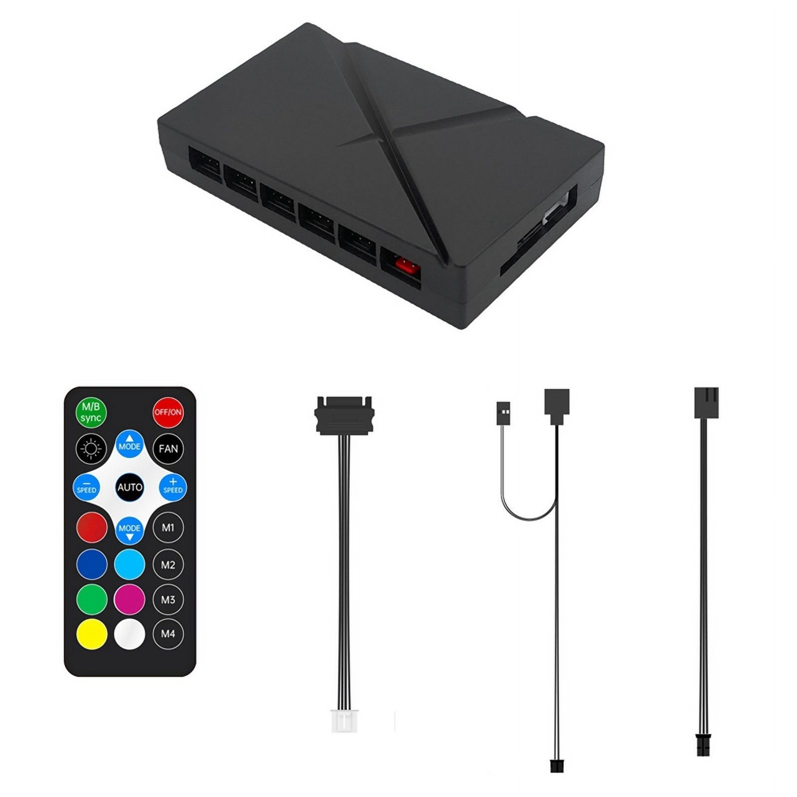 ARGB PWM Remote Control 6 Way Splitter 4Pin PWM Cooling Fan Hub for ...